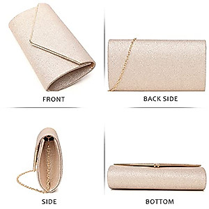 Labair Shining Envelope Clutch Purses for Women Evening Purses and Clutches For Wedding Party. (Champagne)