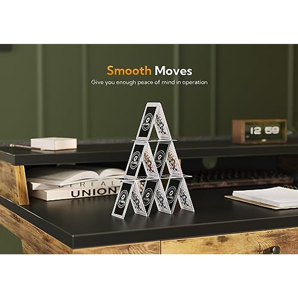 Claiks Standing Desk with Drawers, Electric Adjustable Standing Desk Adjustable Height, Sit Stand Up Desk with Storage Shelves & Wheels, 55 Inch Rustic Brown