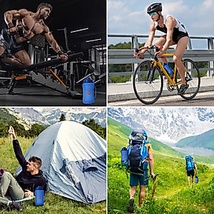 64 oz Collapsible Water Bottles with Straw, Half Gallon Water Bottle with Motivational Time Marker, Large Reusable Silicone Water Jug with Handle for Gym Sports Outdoor Travel Blue