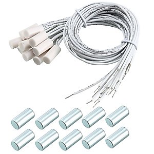 uxcell N.C. Recessed Wired Window Garage Contact Sensor Alarm Magnetic Reed Switch White HC-34A 10pcs
