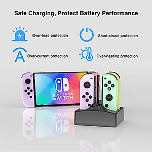 Joycon Charging Dock for Nintendo Switch & Switch OLED, YCCSKY Charger Station for Switch Joy-con with a USB Type-C Charging Cable