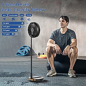 Primevolve 10" Portable Oscillating Fan, Up to 32 Hours Battery Operated Fan with Remote, Foldaway Fan with Adjustable Height, 4 Speeds & Timer, Rechargeable Fan for Bedroom Camping Travel
