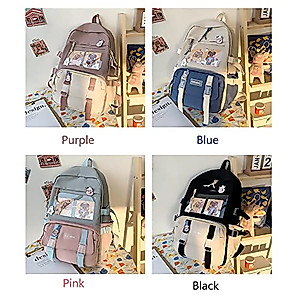 Tonecy Kawaii Backpack Lovely Pastel Rucksack for Teen Girls, Cute Aesthetic Bookbag for School with Kawaii Pin and Accessories (Pink), 43 * 30 * 13cm/16.9(L) * 11.8(W) * 5.1(H) inch