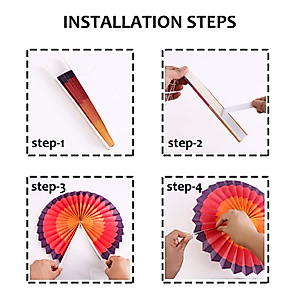 SUNBEAUTY Pack of 6 Hanging Paper Fans Party Carnival Circus Round Pattern Paper Garlands Decoration for Birthday Baby Shower Graduation Summer Party