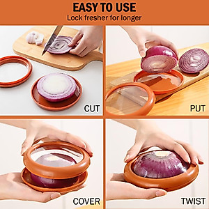 Silicone Food Storage Containers - Avocado Saver, Reusable Vegetable Storage Containers for Refrigerator, Perfect Silicone Containers for Avocados, Lemons, Onions, Tomatoes, Keeps Food Fresh, 4 pack