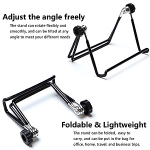 VOVIGGOL Adjustable Tablet Stand Holder, Non-Slip Foldable Holder Cradle Fit for 9-12.9" Tablets, iPad, Samsung and Kindle Fire, Display Stand Picture Frame Stand for Photos (Large Black)
