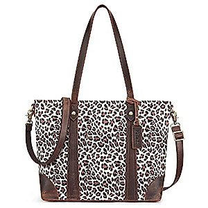 Kattee Women Genuine Leather Tote Bags Purses and Handbags Shoulder Vintage Crossbody Work (Dark Brown)