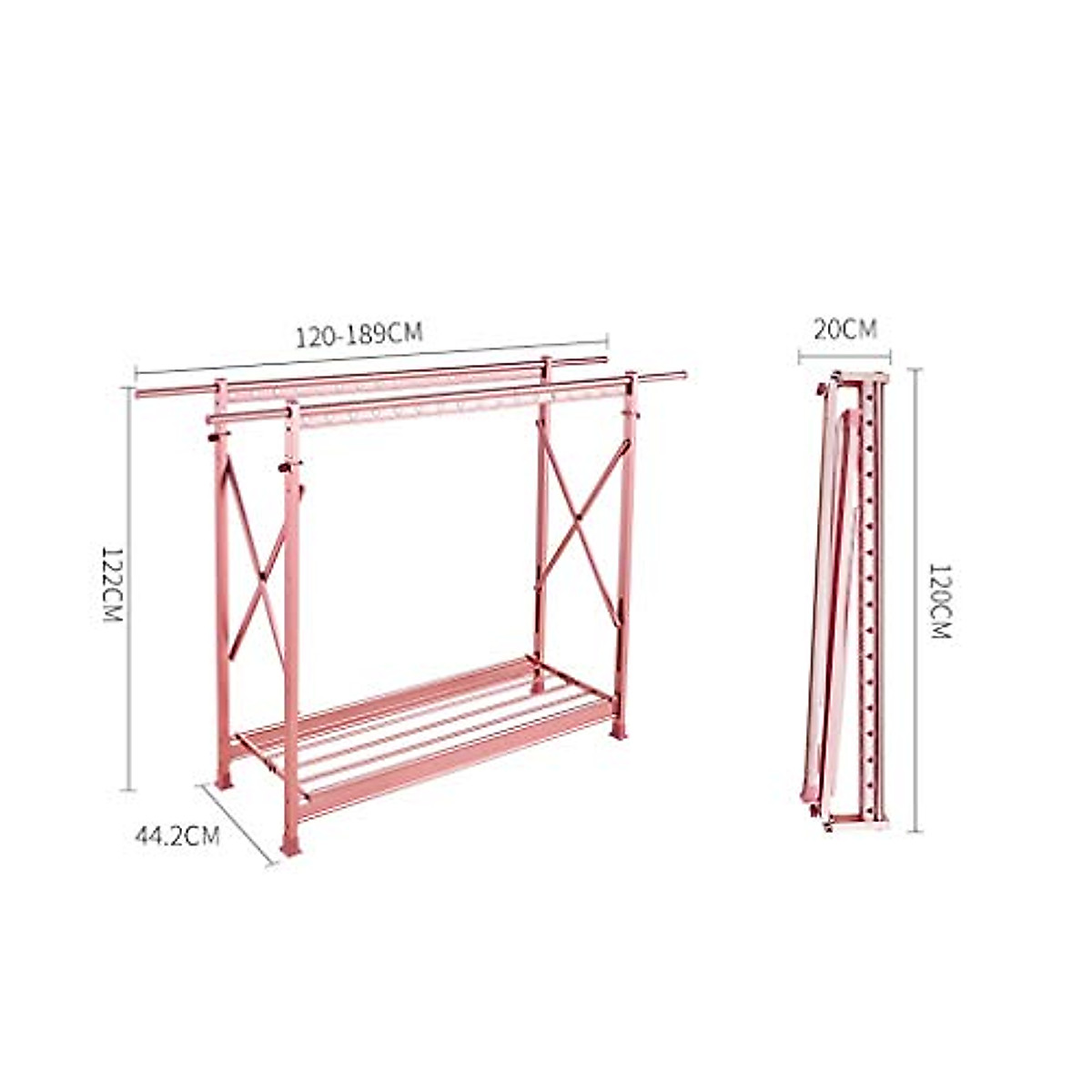 Drying Rack Floor Folding Indoor and Outdoor Home Balcony Cool Hanger Double Pole Telescopic Clothes FANJIANI (Color : Gold)