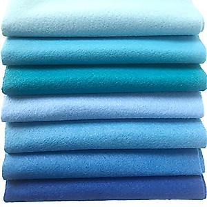 Gnognauq 7Pcs Soft Felt Fabric Sheet DIY Craft Blue Series Felt Pack Sewing Nonwoven Patchwork Cotton Fabric Squares for Sewing, DIY Arts & Crafts (45x45cm)