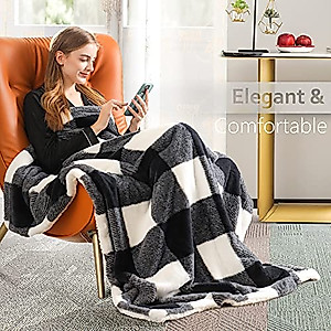 Monbix Queen Sherpa Throw Blankets Soft Fuzzy Warm, Fluffy Throw Blankets Couch Fleece, Throw Blankets Bed Cozy Machine Washable Faux Fur Plush Thick Comfy Buffalo Plaid Furry Sofa 380gsm 180gsm 90x90