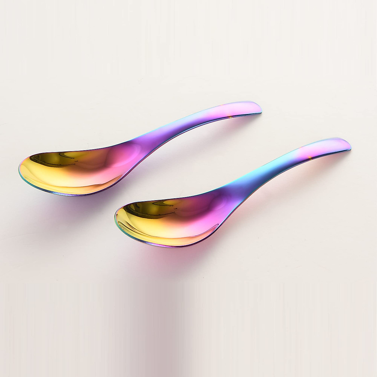 FPXRNG Rainbow Bowl Set of 4x Cereal Bowls and 4x Spoons Double Layer Stainless Steel 5.1 inch Round Bowls for Rice Ice Cream bowl Set for Kitchen