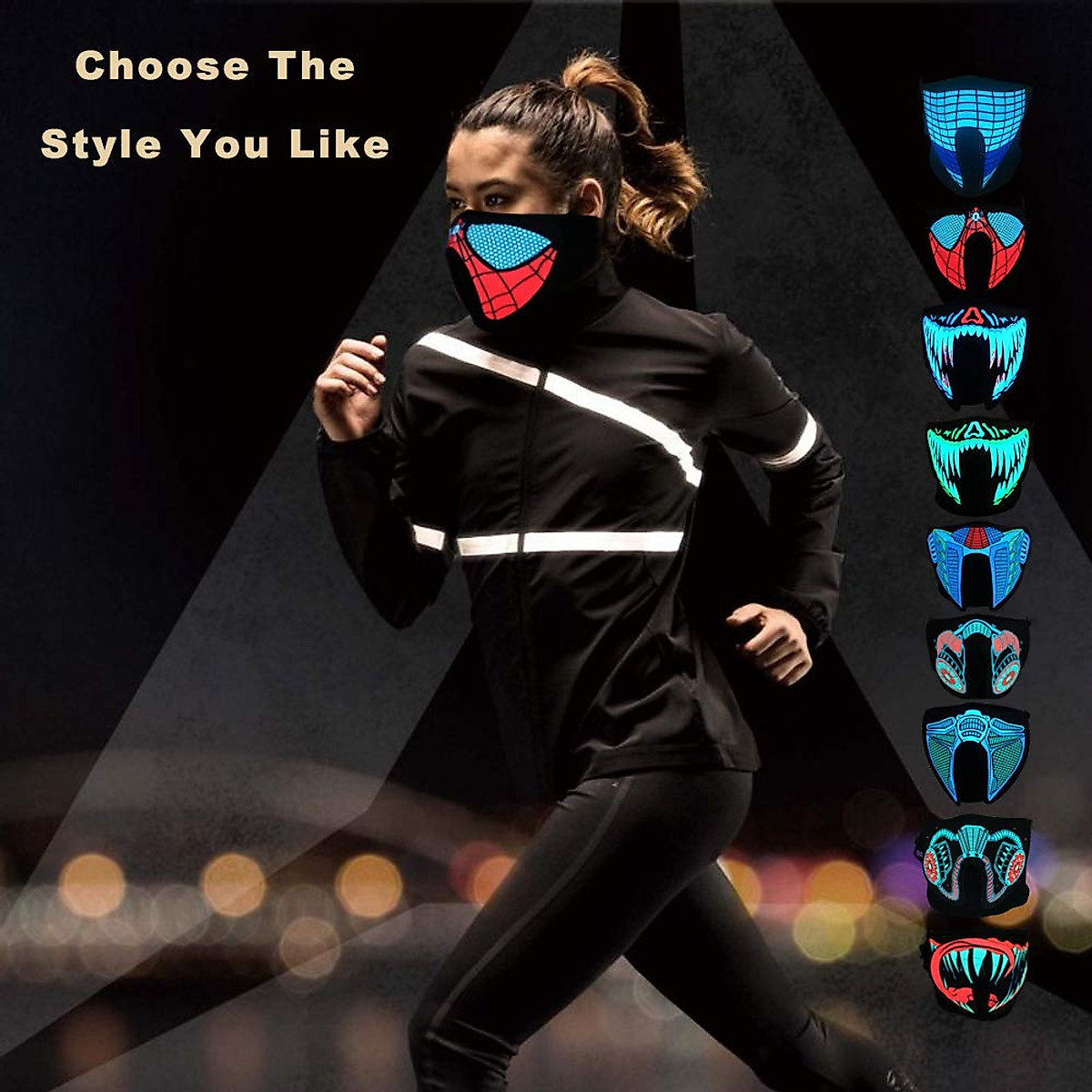 ShineWorld Halloween Mask Neon Mask led mask Scary Mask Light up Mask Cosplay Mask Lights up for Halloween Festival Party (Blood Teeth)