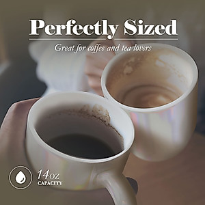 American Atelier Coffee Mug Set with Coffee Mug Rack | Ceramic Coffee Mugs Set of 4 | Stackable Coffee Mugs with Rack | Coffee Cup Set with Coffee Cup Rack | 14oz Capacity (Pearlized)