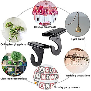 HARSKIYER 10pcs Black T-Bar Track Clip Hooks, Metal Suspended Ceiling Hanger Clips Drop Ceiling Hook for Hanging Plants Classroom Decorations Office Home Stores