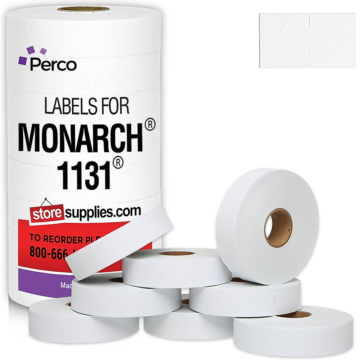 White Pricing Labels for Monarch 1131 Price Gun - 1 Sleeve, 20,000 Blank Marking Labels - with Ink Roll Included