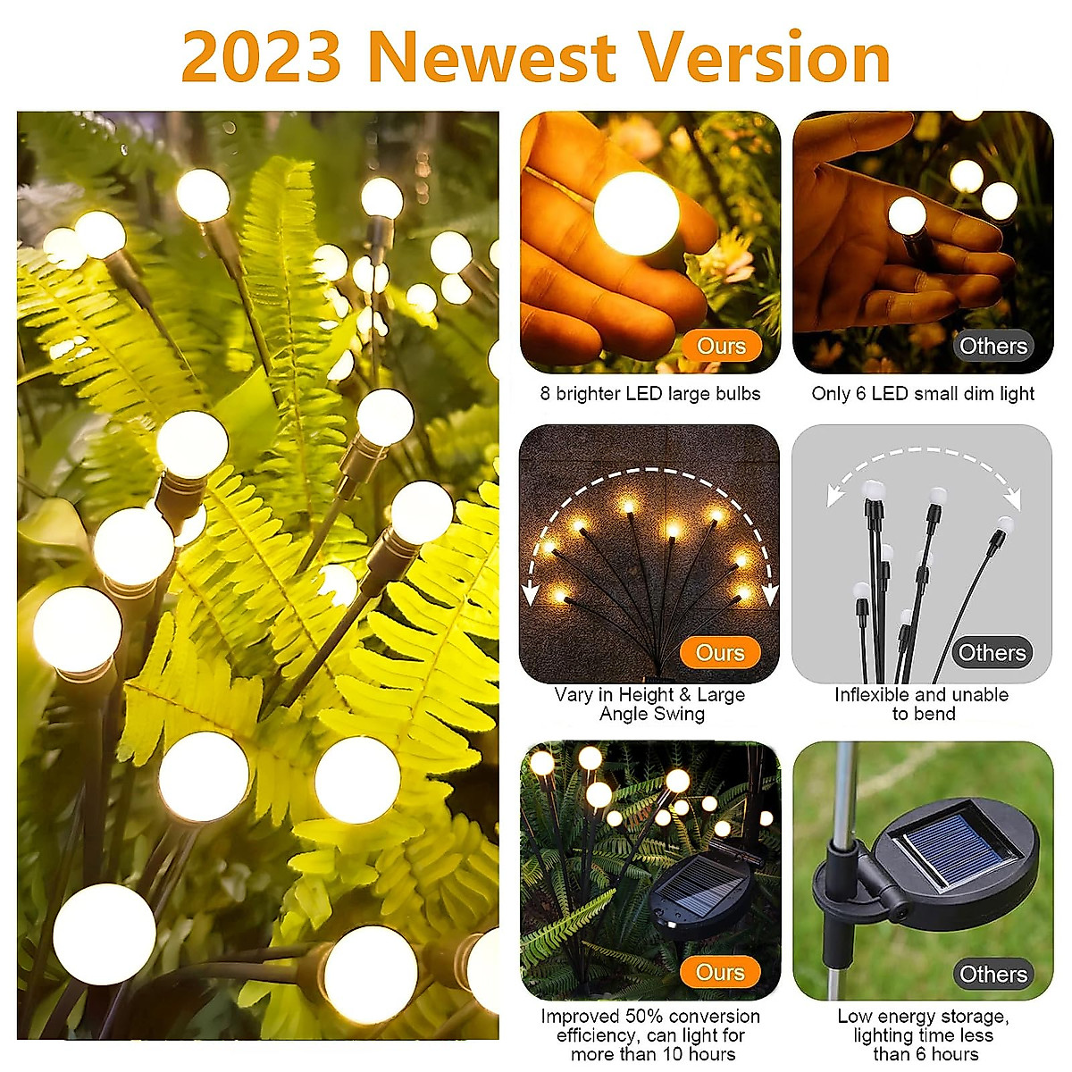 Solar Outdoor Lights for Garden, IP65 Waterproof Solar Lights for Outside, Sway by Wind, 32 LEDs Christmas Decorative Lights for Yard Patio Pathway Decoration, 4 Pack