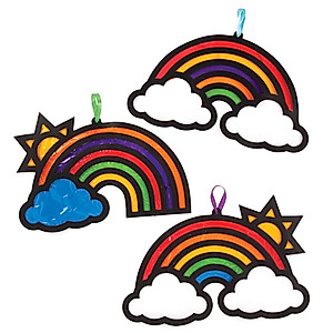 Baker Ross Rainbow Stained Glass Decorations (Pack of 6) AW409 for Kids to Assemble and Display