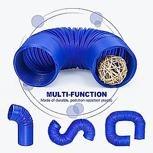 Small Animal Tunnel,1 Collapsible Plastic Guinea Pigs Tube Tunnel&5 Grass Cake&1 Grass Balls&2 Grinding Stones,Fun Toys for Hiding Training Ferrets,Gerbils,Hamsters,Dwarf Rabbits (Small, Blue)