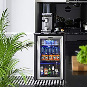 AstroAI Beverage Refrigerator with Temperature Control -3.2 Cu.Ft, 120 Can Mini Fridge with Glass Door for Beer Soda or Wine - Drink Fridge for Office/Bar with Reversible Door and Removable Shelves