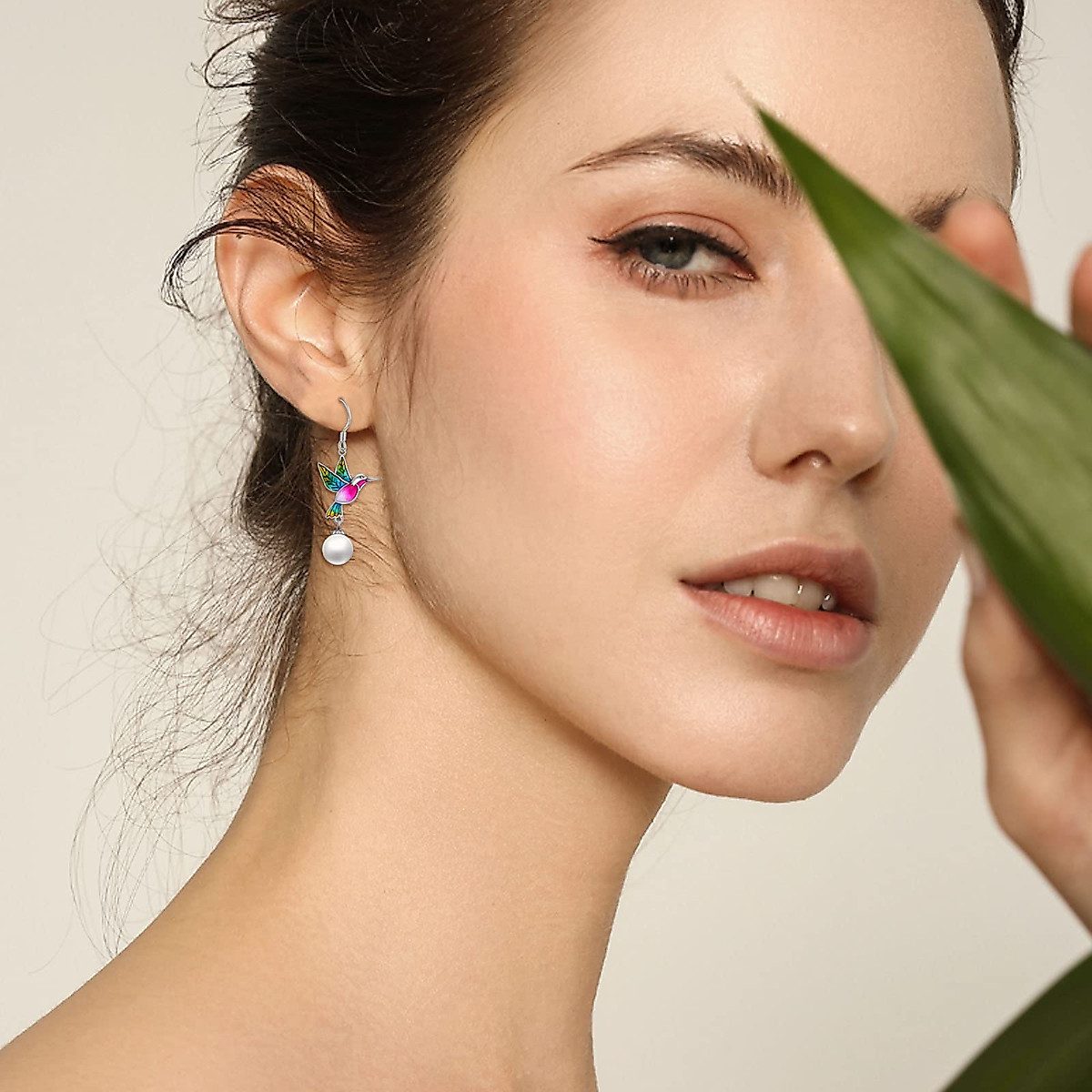 Hummingbird Earrings Gifts for Her Women 925 Sterling Silver Hummingbird Pearl Dangle Earrings Jewelry Christmas Gifts for Women Teen