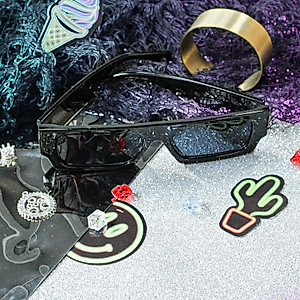 Hanj 90s Small Vintage Narrow Square Sunglasses for Men Women UV400 Trendy Retro Black Glasses Cool Rectangular Shades (Polished Black)