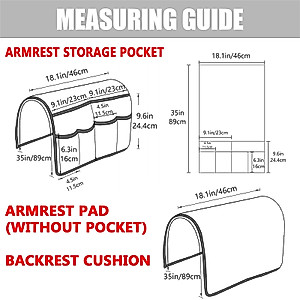 Couch Arm Covers, Non-Slip 100% WATERPROOF Sofa Arm Covers Set of 3 Washable Sofa Armrests Covers for Living Room Recliner Chair Arm Covers Protectors for Leather Sofa Armrest Slipcover ( Color : #13