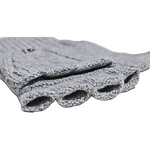 Beurlike Women's Winter Gloves Warm Wool Knitted Convertible Fingerless Mittens (Gray)