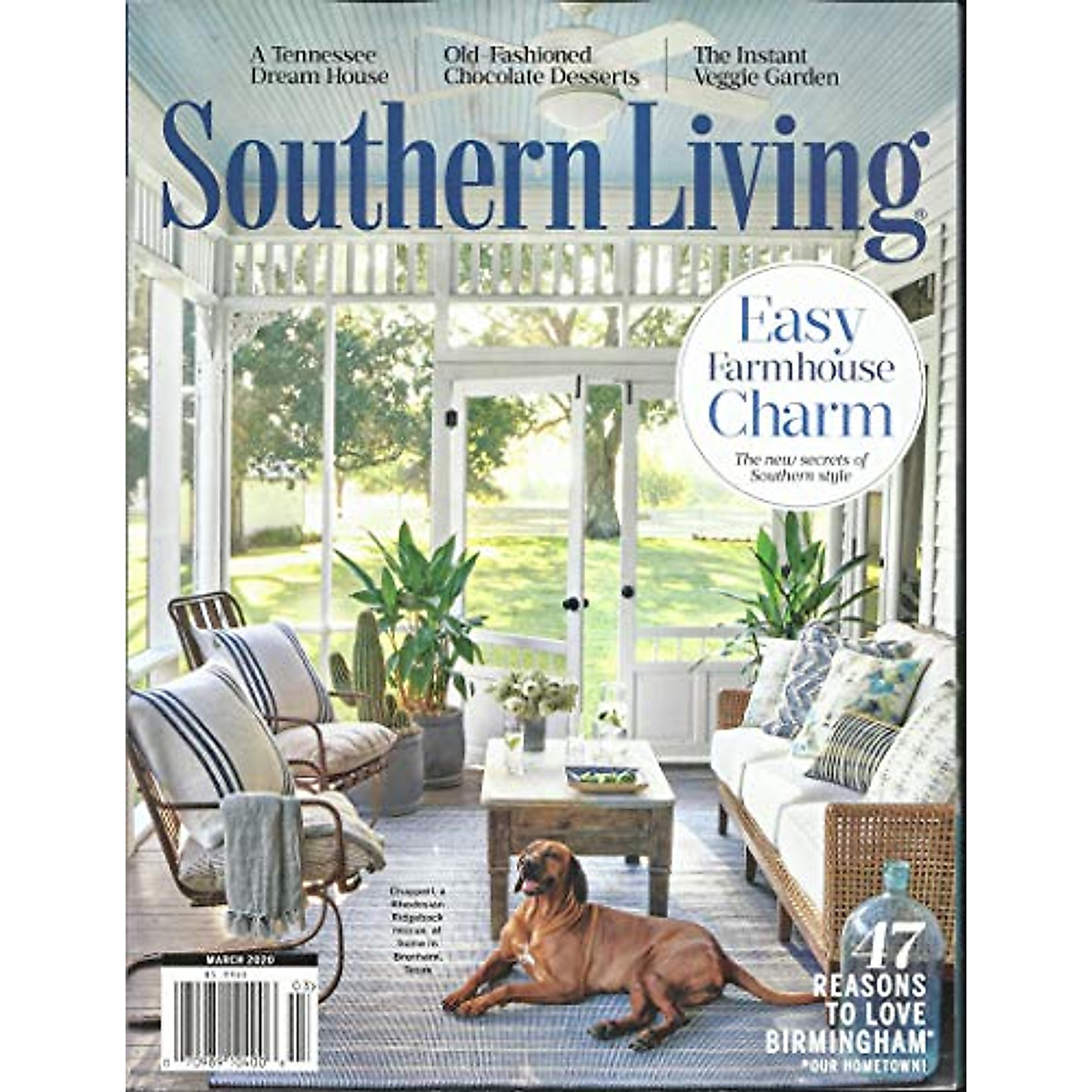 SOUTHERN LIVING MAGAZINE, EASY FARMHOUSE CHARM MARCH, 2020 VOL. 55 NO.02 (PLEASE NOTE: ALL THESE MAGAZINES ARE PET & SMOKE FREE MAGAZINES. NO ADDRESS LABEL. (SINGLE ISSUE MAGAZINE.)