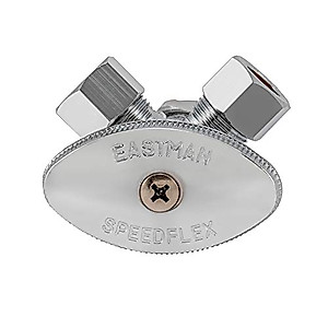 Eastman Multi-Turn Dual Outlet 3-Way Shut-Off Valve, 1/2 Inch CPVC x 3/8 Inch OD Compression, Chrome Plated, 04349LF