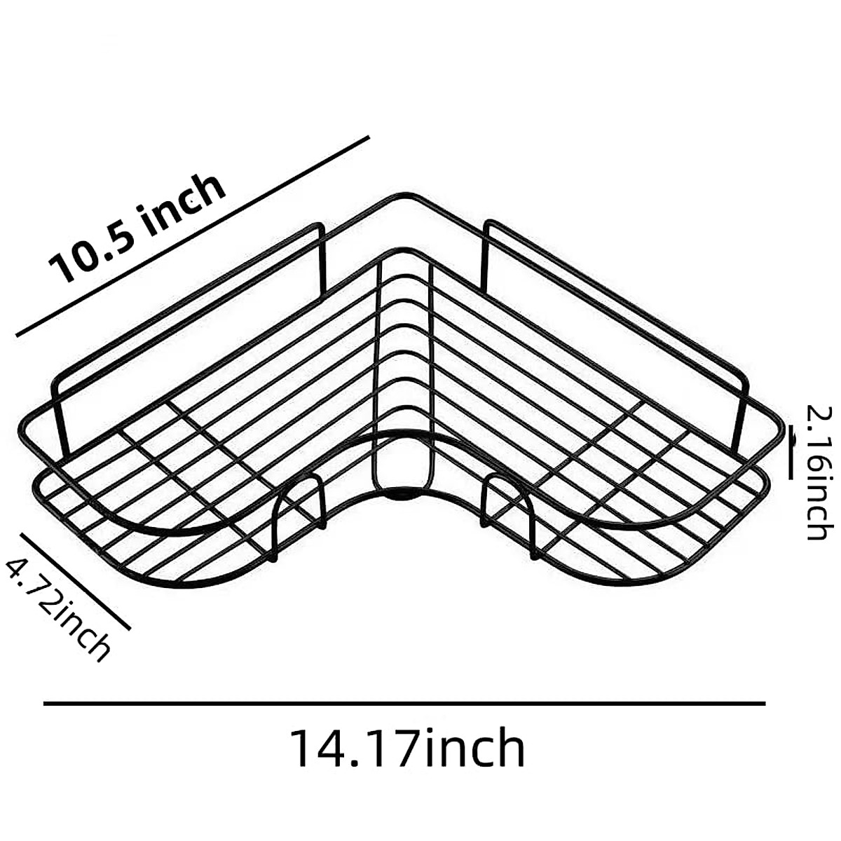 Generic Bathroom kitchen Punch Corner Frame Shower Shelf Wrought Iron Shampoo Storage Rack Holder with Suction Cup bathroom accessories, Corner/Shelf/Rack/Storage Organizer (Black(1pc))