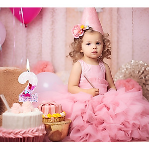 Birthday Candle 9,Rose Butterfly Number 9 Candle for Cake Pink Birthday Candles Number 9 Women Girl Party Supplies