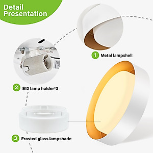 Yiisem Modern White and Gold Flush Mount Ceiling Lights, 16.5" Minimalist Glass Round Ceiling Lighting, Drum Close to Ceiling Light Fixtures for Living Room, Bedroom, Dining Room, Kitchen, Hallways