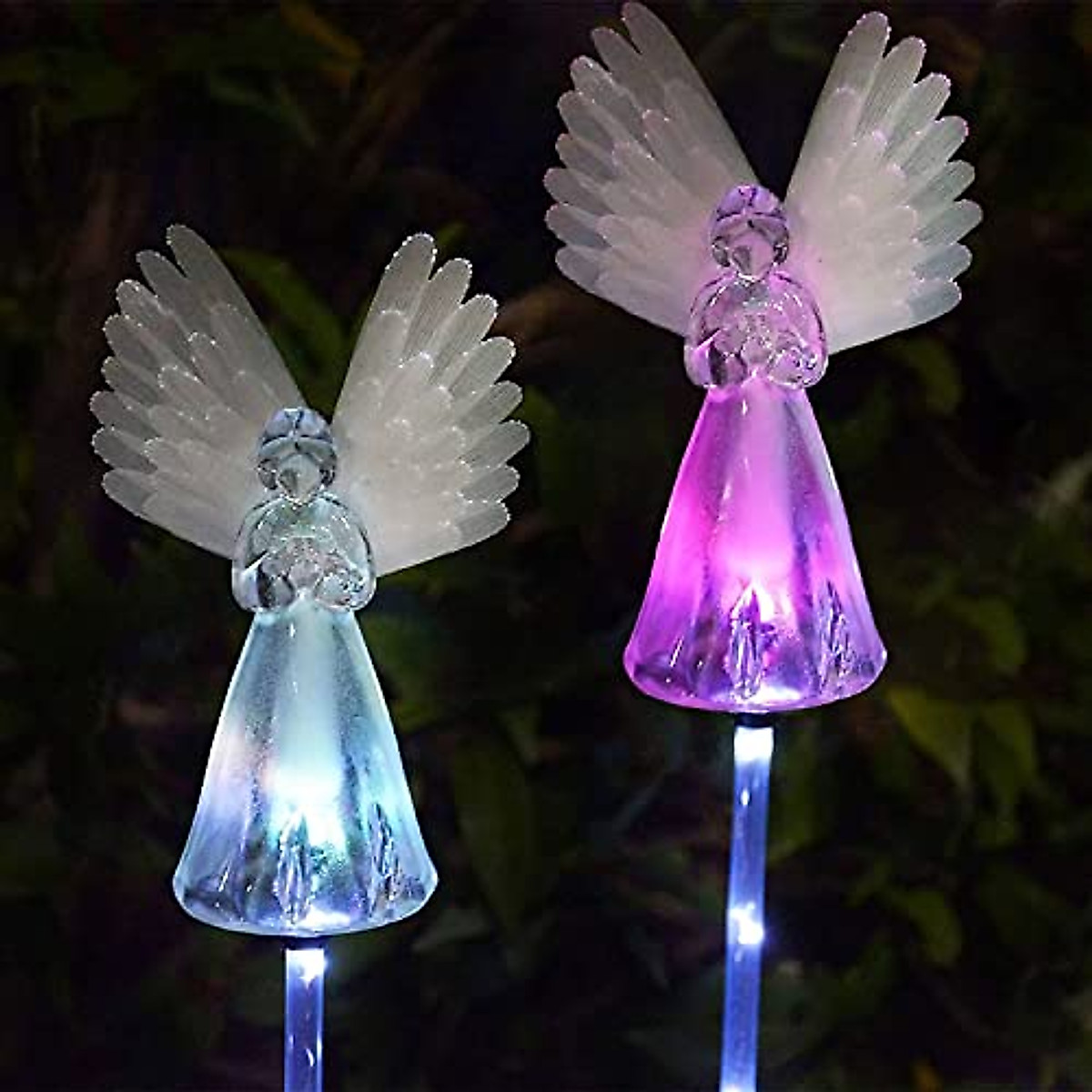 Awinking 2 Pack Solar Angel Lights - Color Changing Outdoor Decor