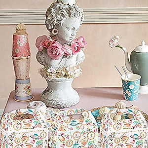 CIEOVO 24 Pack Tea Party Goodie Gift Boxes, Tea Party Paper Gift Boxes Bags for Floral Tea Theme Baby Shower Bridal Shower Engagement Bachelorette Party Supplies Decorations