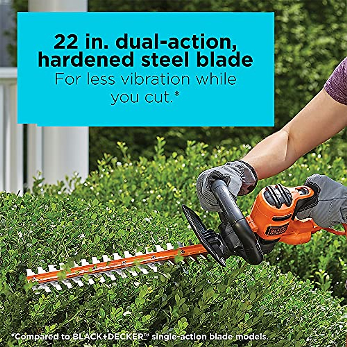BLACK+DECKER Electric Hedge Trimmer, 22-Inch Blade, Corded (BEHT350FF)