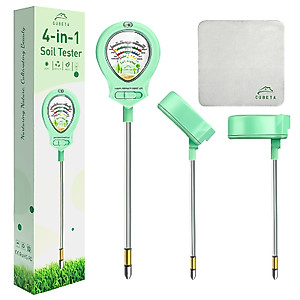 CUBETA 2024 Upgraded Soil Moisture Meter for Plants, Soil pH Meter, 4-in-1 Soil Tester for Light/Moisture/pH/Fertility, Plant Water Meter for Garden, Lawn, Greenhouse, Indoor & Outdoor