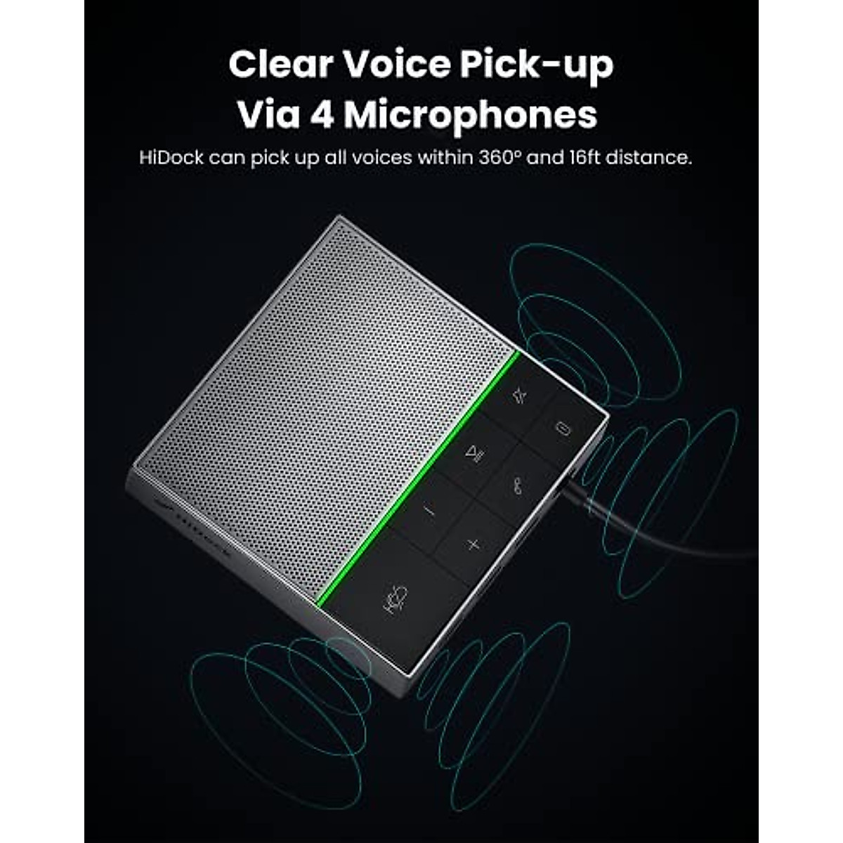 HiDock Conference Speaker and Microphone, 360° Enhanced Voice Pickup & Noise Cancelling Speakerphone, Conference Room Omnidirectional Microphone, Conference Speaker with Mute for Home Office