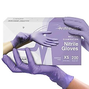 Lilac Nitrile Disposable Gloves - 200 Count - 3 Mil Nitrile Gloves X Small - Powder and Latex Free Rubber Gloves - Surgical Medical Exam Gloves - Food Safe Cooking Gloves
