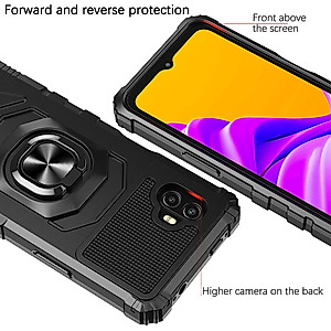 Case for Galaxy Xcover 6 Pro,Ring Kickstand for Magnetic Car Mount, Heavy Duty Military Grade Shockproof Phone Cover,PC+TPU Impact-Resistant Bumpers Protective Case,Drop-Proof,Scratch-Proof (Black)
