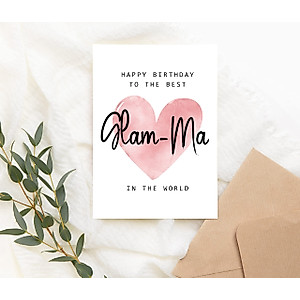 Happy Birthday To The Best Glam-Ma In The World Card - Glam-Ma Birthday Card - Glam-Ma Card - Mother's Day Gift - Happy Birthday Card Happy Birthday Mom