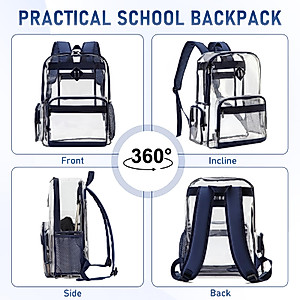 Clear backpack, Chase Chic Transparent School Backpack Large Heavy Duty See Through Daypack for School Work Travel