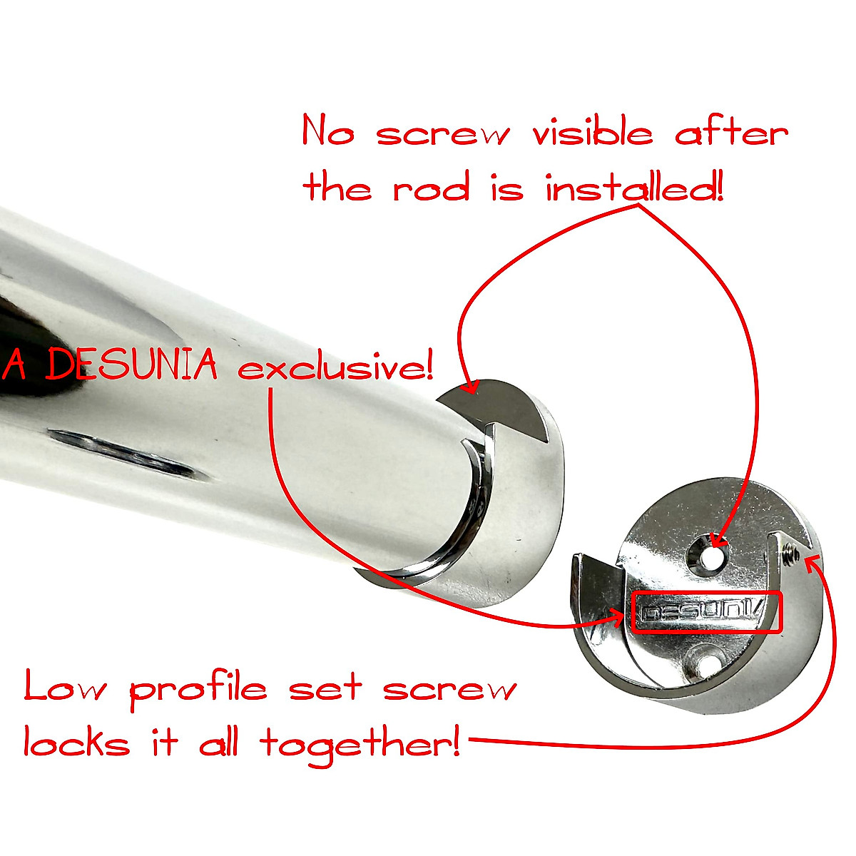 CUSTOM CUT | Up to 72" | HEAVY DUTY Chome Closet Rod | 32mm Dia. | w/Matching End Brackets