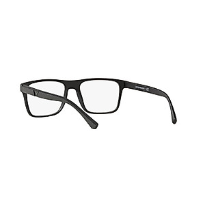 Emporio Armani Men's EA4115 Prescription Eyewear Frames with Two Interchangeable Sun Clip-Ons Rectangular, Matte Black/Clear/Black/Gradient Brown, 54 mm
