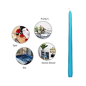 Zest Candle 12-Piece Taper Candles, 12-Inch, Turquoise