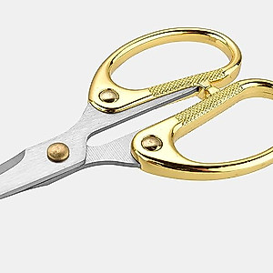 Aemoe 5inch All Stainless Steel Office Scissors,Ultra Sharp Blade Shears,Sturdy Sharp Scissors for Office Home School Sewing Fabric Craft Supplies Multipurpose Scissors Gold(SC0005-GOLD-S)