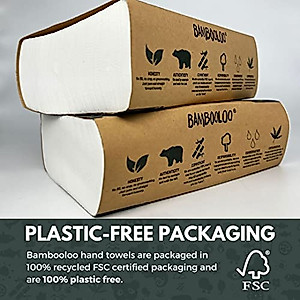 Bambooloo 100% Bamboo Paper Towels, Dispenser Ready N-Folding Disposable Hand Towels for Bathroom, Planet-Friendly Plastic-Free Commercial Paper Towels Bulk, 4000 Napkins, 20 Wraps, 200 Sheets Each