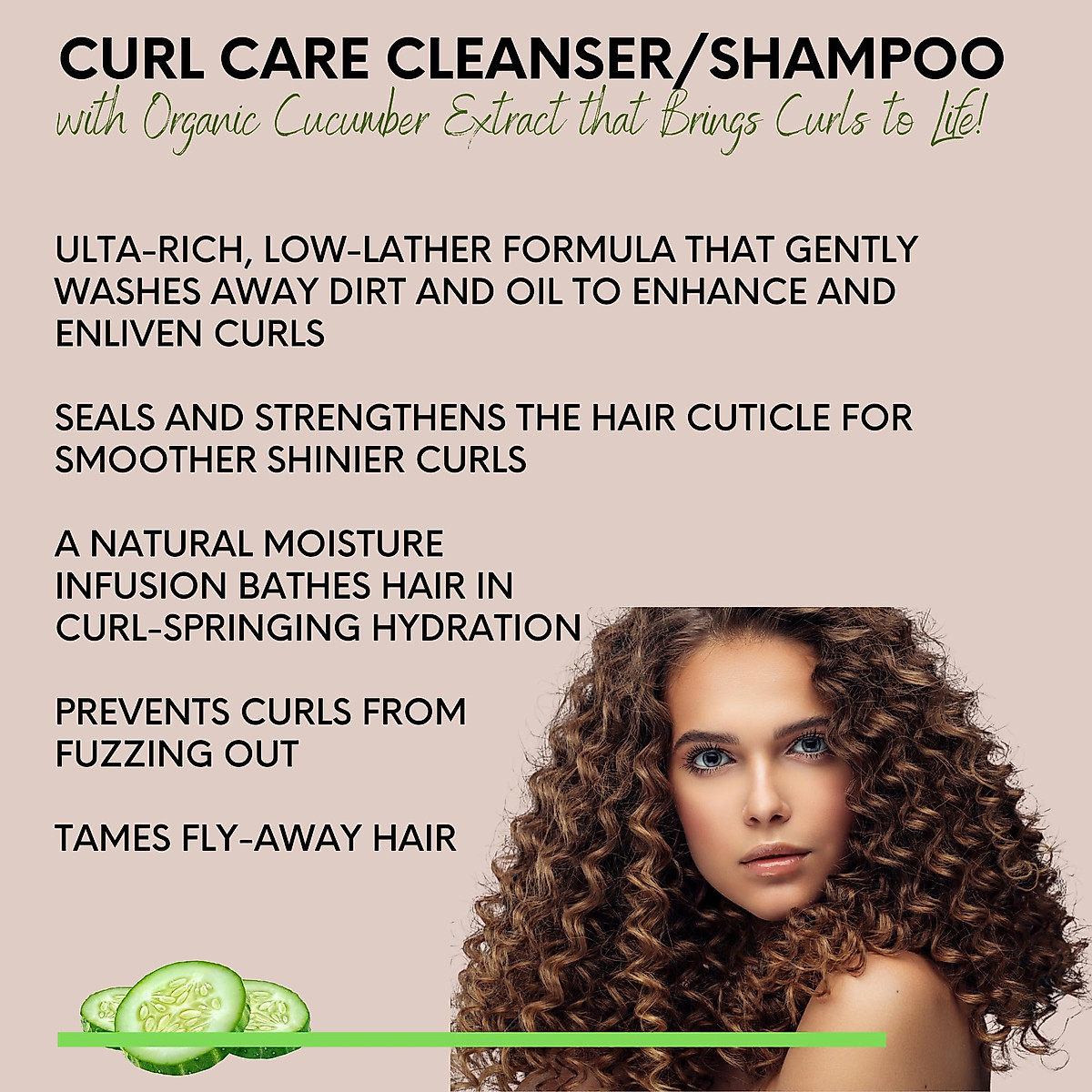 DermOrganic Organic Cucumber Curl Care – Sulfate Free, Color Safe, Hydrating – Shampoo – 17oz