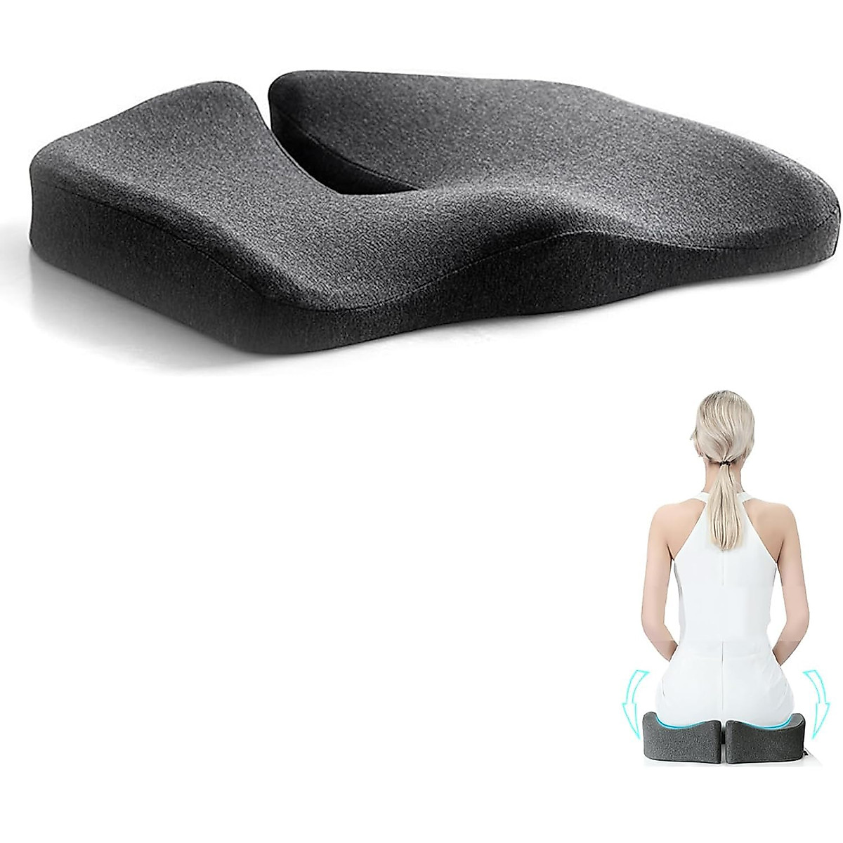 Libiyi Seat Comfort Pro, Libiyi Non-Slip Comfort Cushion Pad, Breathable Memory Foam Seat Cushion, Lumbar Support Pillow, Seat Cushion Pillow Office Chair for relieve Hip and Back Pain (Gray, A)