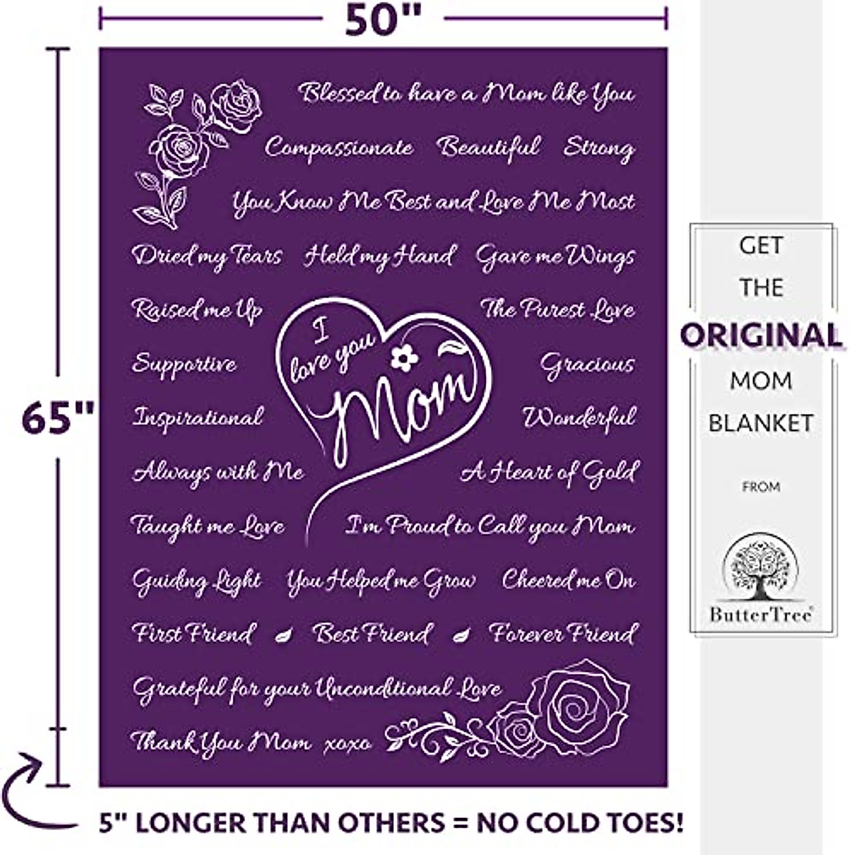 ButterTree Mom and Daughter Blankets, Throw Blankets 65" x 50" (2-Pack, Purple)