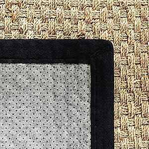 SAFAVIEH Natural Fiber Collection Runner Rug - 2'6" x 8', Natural & Black, Border Basketweave Seagrass Design, Easy Care, Ideal for High Traffic Areas in Living Room, Bedroom (NF114C)